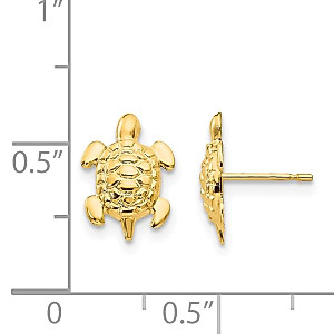 14K Yellow Gold Sea Turtle Earrings
