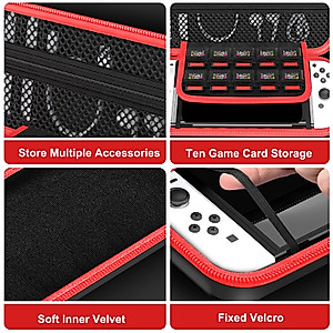 Switch Case, Switch Carrying Case Compatible with Nintendo Switch & Switch OLED Console, Portable Hard Shell Travel Storage Switch Carrying Case for Switch Accessories & Games, Switch Game Case Green