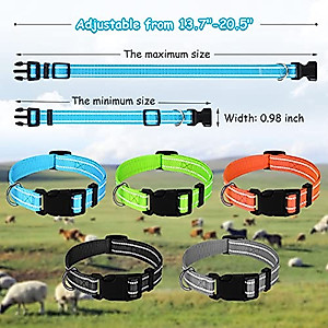 GINDOOR 5 Pack Reflective Goat Collars with Bells, Cow Horse Sheep Grazing Copper Bells and Adjustable Nylon Collar Set Pet Anti-Lost Loud Bronze Bell for Small Farm Animal Goat Sheep Cow Accessories