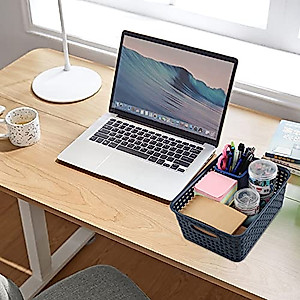 Tstorage Weave Plastic Storage Baskets, Plastic Shelf Basket Bins, 6 Packs