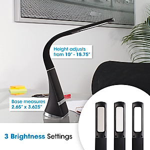 OttLite Recharge LED Desk Lamp with ClearSun LED Technology - Portable, Dimmable & Flexible Gooseneck - Travel-Friendly Task Lamp with Rechargeable Battery - for Home, Reading, Office & College Dorms