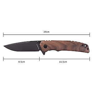 MOTEECRAG Walnut edc knife Wood handle folding pocket knife bulk edc mini flipper knife with Clip, Real Wood Handle for Men Women Everyday Carry for Indoor Outdoor Gift