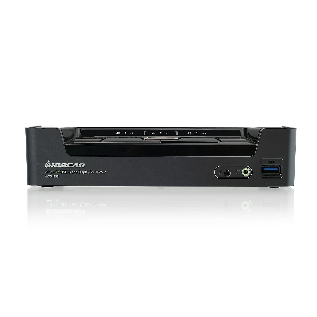 IOGEAR 3-Port 4K USB-C DisplayPort KVMP Switch - 45W USB-C Power Delivery - 4K 60Hz - Front Panel or Hotkey Selection - Supports HD Audio - MST Support Expand to 2 DisplayPort Monitors - GCS1953
