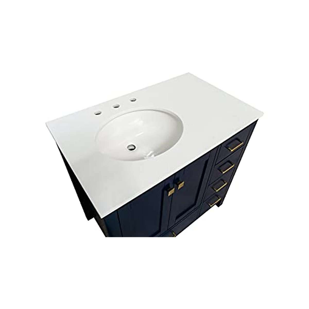 Horizon 36-inch Bathroom Vanity (Engineered White/Royal Blue): Includes Royal Blue Cabinet with Engineered White Countertop and White Ceramic Sink