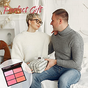 CARMELA 6-Color Blush Palette, Long Lasting High Pigment Matte Shimmer Pressed Powder Blush for Cheeks, Highlighter and Blush Palette