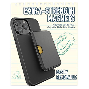 Smartish® iPhone 15 Pro Max Slim Case with Wallet for MagSafe iPhones - Gripmunk - Magsafe Compatible Thin Grip Cover + Detachable Magnetic Credit Card Holder - Black Tie Affair