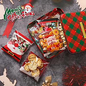 FEBSNOW 450 PCS Christmas Self-adhesive Candy Cellophane Bags Treat Cookie Bags for Christmas Holiday Party Favor Gift Decoration Supplies (9 Patterns)