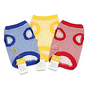 3 Pack Small Dog Puppy T Shirt Summer Striped Dog Clothes Breathable 100% Cotton Cat Shirts for Cats Dogs Girl Boy Tshirt