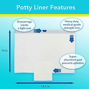 Disposable Potty Liners Pack of 30 Liners - Never Clean A Potty Again - PottyMate Liners with Super Absorbent Pad - Fits Any Standard or Travel Potty - by Cleanis