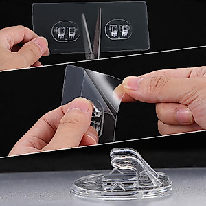 8 Pack Shower Caddy Adhesive for Replacement, Strong Adhesive Sticker Hooks Transparent Adhesive Wall Hooks No Drilling for Shower Caddy Basket Shelf Bathroom Storage Corner Shelves Kitchen Racks