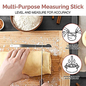 CuttleLab 22-Piece Stainless Steel Measuring Cups and Spoons Set, Tad Dash Pinch Smidgen Drop Mini Measuring Spoons, Measuring Stick Leveler, Measurement Conversion Chart Fridge Magnet, (Country Chic)