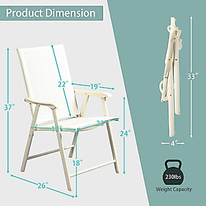 BPS Patio Folding Chairs 4-Pack Portable Dining Chairs Outdoor Textilene Sling Chairs for Camping, Beach, Garden, Pool, Backyard, Deck