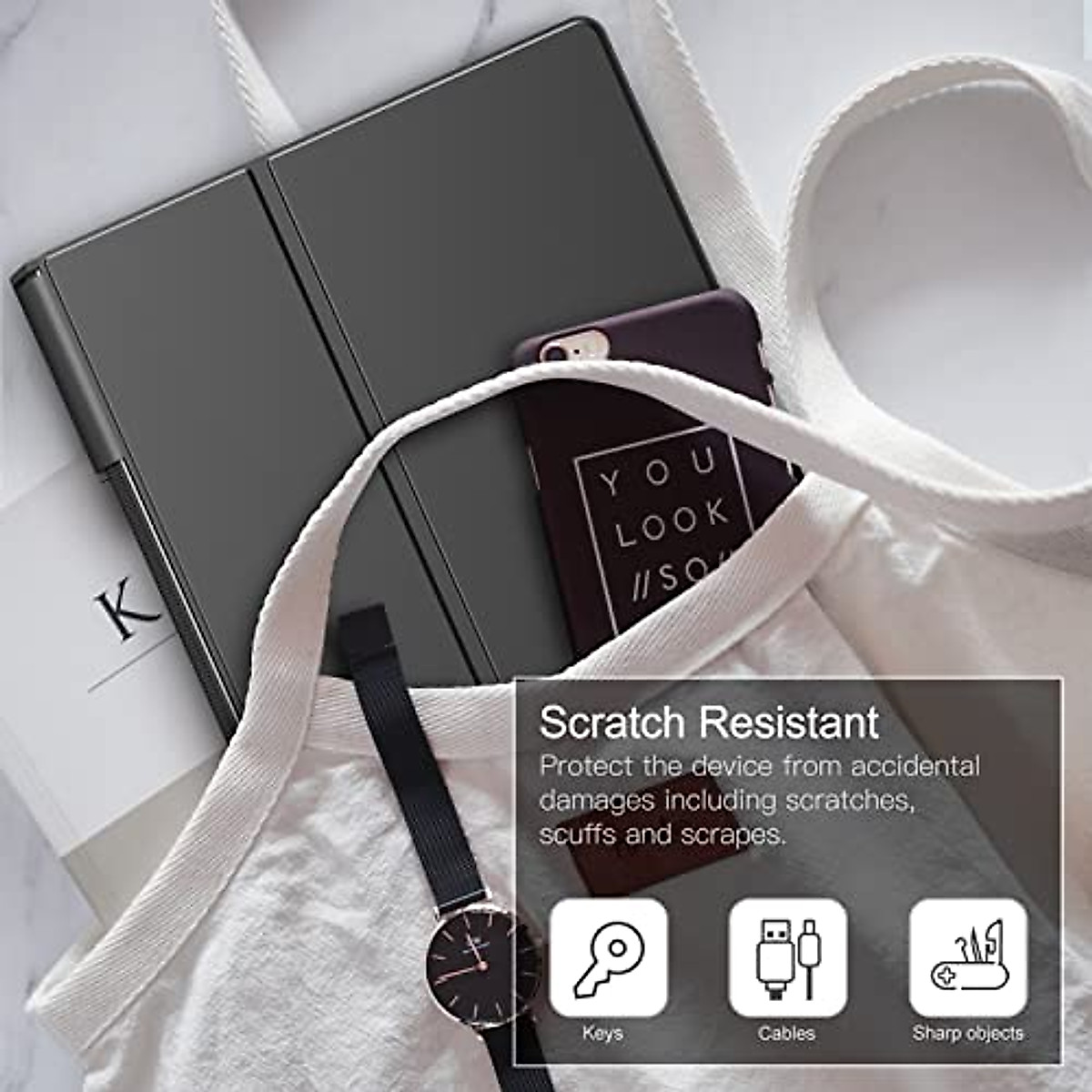 Fintie Hybrid Folio Case for Lenovo Yoga Tab 13 2021, Shockproof Cover with Clear Transparent Back Shell for Lenovo Yoga Tab 13" Tablet (YT-K606F), Black