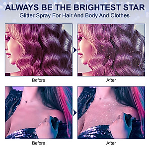 1Pcs Body Glitter Spray, Body Shimmery Spray for Skin, Face, Hair and Clothing, Quick-Drying Waterproof Glitter Hairspray for Festival Rave, Stage Makeup