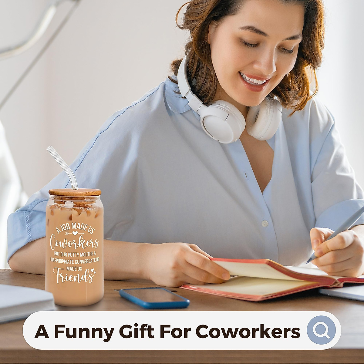 Coworker Gifts for Women - Farewell Gifts for Coworkers, Going Away Gift for Coworker, Goodbye Gifts for Coworkers - Christmas Gifts for Coworkers Women - Bestie Gifts for Women - 16 Oz Can Glass