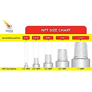 Celestial 3/8" Male Flare by 1/2" Female NPT Coupling, Brass Adapter for Outdoor Gas Fire Pits, Fireplaces, and Grills