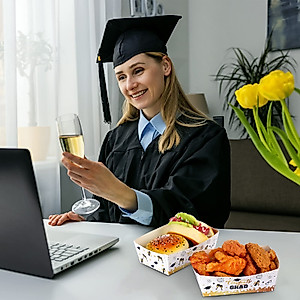 50 Pcs Graduation Snack Trays Disposable Food Holder Congrats Grad Paper Food Trays Wedding Popcorn Tray Birthday Party Supplies for Graduation Party Supplies Popcorn Decoration Platter (Black)