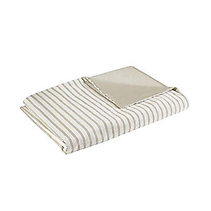 Madison Park Essentials Hayden Duvet Set Yarn Dyed Stripe Pattern, Solid on The Reverse, All Season Comforter Cover Bedding Set with Matching Sham, King/Cal King, Tan 3 Piece