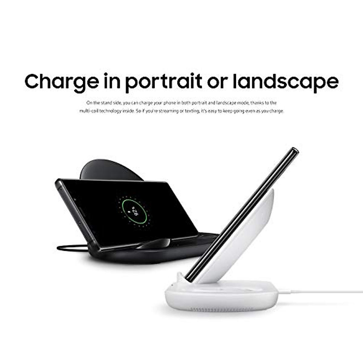 SAMSUNG Wireless Charger DUO Fast Charge Stand & Pad Universally Compatible with Qi Enabled Phones and Select SAMSUNG Watches (US Version), Black