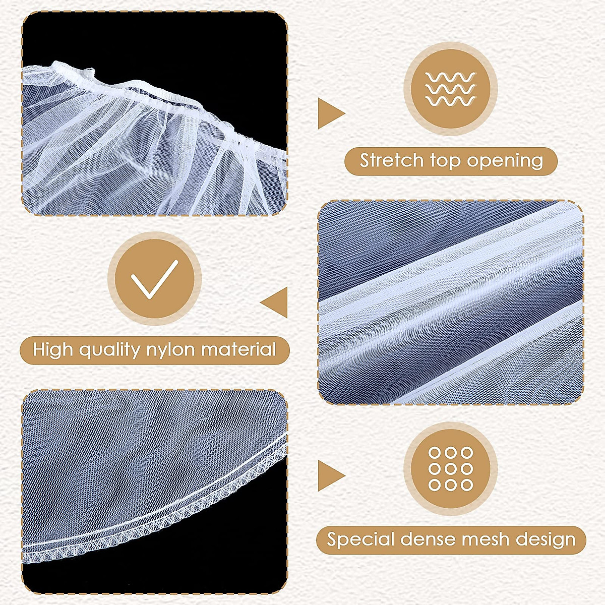 Windyun 60 Pcs Paint Strainer Bags 5 Gallon Fine Mesh Filter Bag Disposable Paint Strainer Bag 5 Gallon Bucket Strainer with Elastic Top Opening Hydroponic Filter Bag for Paint Gardening (White)