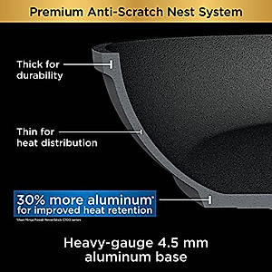 Ninja C53000 Foodi NeverStick Premium 3-Piece Fry Pan Set, Anti-Scratch Nesting Cookware, Hard-Anodized, Nonstick, Durable & Oven Safe to 500°F, Slate Grey