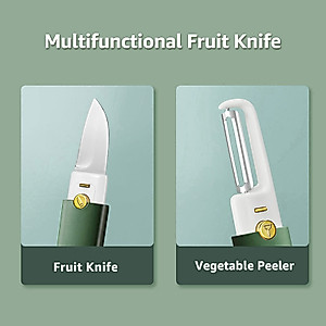 YONOVO Travel Pocket Paring Knife Fruit Knife Peeling Vegetable Peeler Multi Function Small Portable Stainless Steel Pocket Knife for Travel, Camping, Kitchen