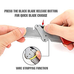 Goldblatt Folding Utility Knife, Quick Change Blade Mechanism & Aluminum Alloy Handle with 10-piece Extra Blades, Pocket Size