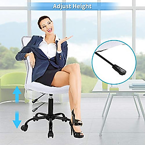 Office Chair Desk Chair Computer Chair with Lumbar Support Ergonomic Mid Back Mesh Adjustable Height Swivel Chair Armless Modern Task Executive Chair for Women Men Adult,White