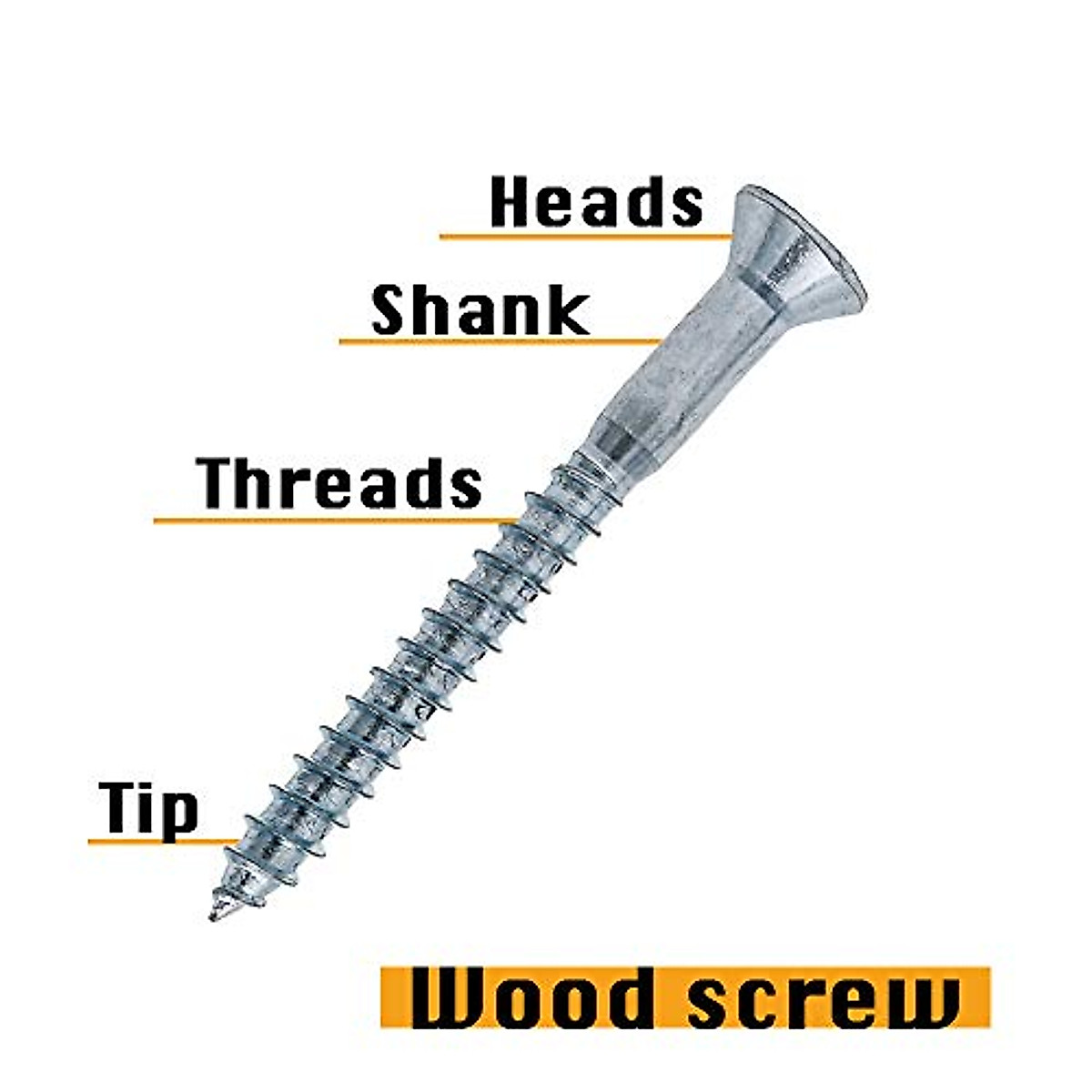 T.K.Excellent Wood Screw Phillips Flat Head #4#6#8#10#12 Screws Assortment Kit,1050 Pcs