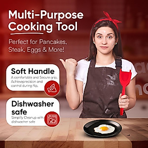 Egg Flipper Spatula Tongs Set of 2 PCS - 2 in 1 Grip and Flip Spatula Tong Multi-Purpose Use Non-Stick Kitchen Flipper Spatula For Bread Fish Pancake Toast Home Kitchen Cooking Tool (Black + Red)