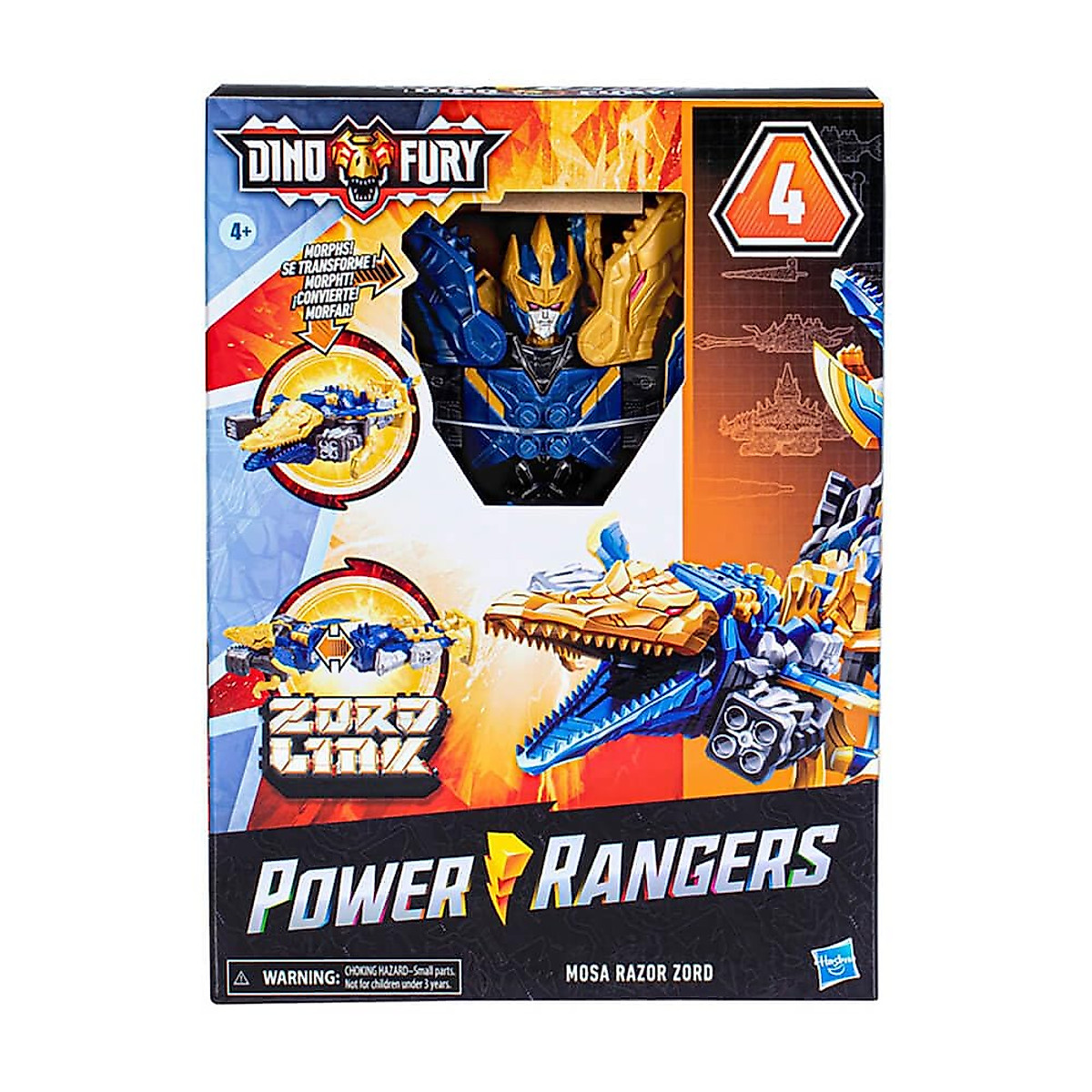 Power Rangers Dino Mosa Razor Zord for Kids Ages 4 and Up Morphing Dino Robot Zord with Zord Link Mix-and-Match Custom Build System