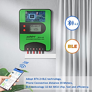 Beleeb Bluetooth MPPT Solar Charge Controller-Solar Panel Regulator fit for Gel Sealed Flooded EFB and Lithium Battery-MPPT 75V 30 amp 12/24 Volt