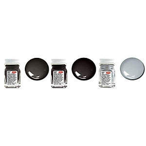 Make Your Day Testors Metallic Enamel Paint Variety, Artic Blue, Graphite Gray, Black, Red, Copper, Silver, Gold, Metal Flake Green, and Thinner 1/4 oz (Pack of 9) Paintbrushes