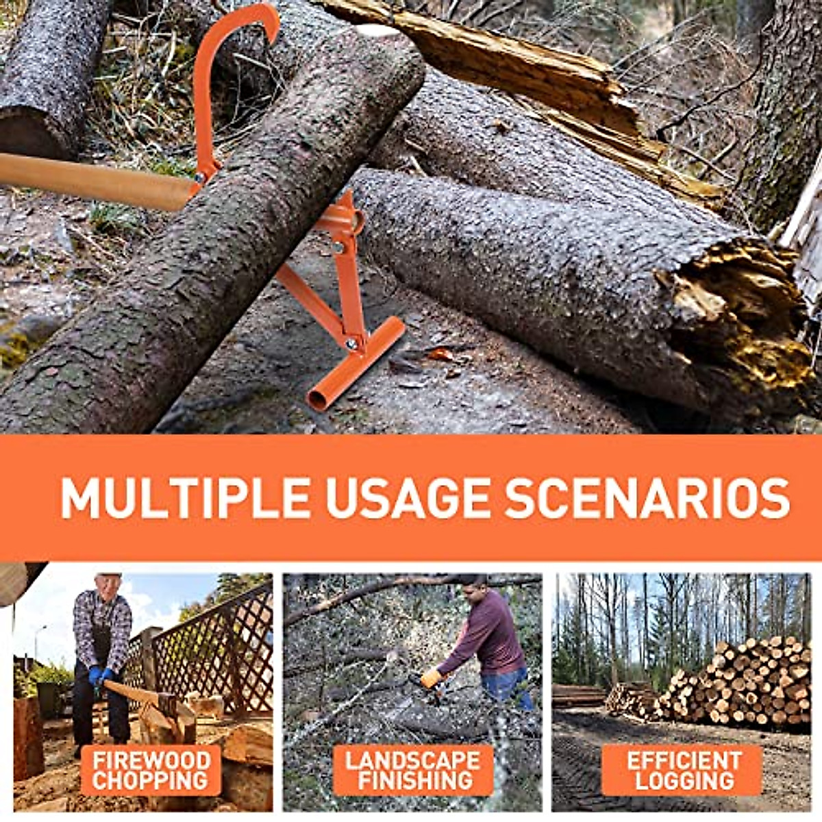 Timberjack Wood Log Lifter 49" Wood Handle , Steel Timberjack ,Heavy-Duty Steel Log Jack