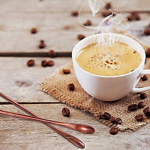 4 Pieces Wooden Coffee Mixing Spoons Long Handle Cocktail Spoons Wood Iced Tea Spoons Small Stirring Spoon for Mixing Coffee Tea Beverage, 7.87 Inch