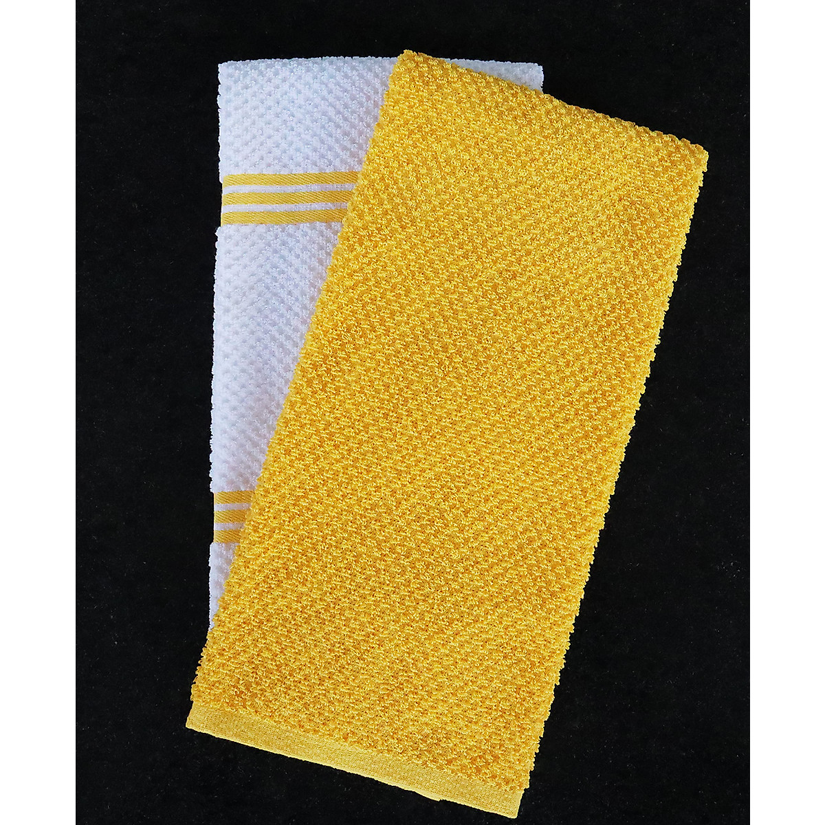 AMOUR INFINI Kitchen Towels Pack of 4 Absorbent, Quick Drying Premium Terry Cotton Dish Towel with Hanging Loop 16x28 Inch Hand & Tea Towels (Yellow)