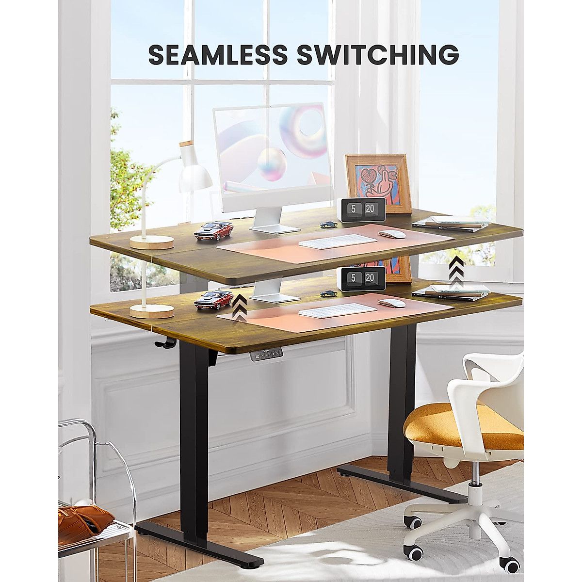 Ergear Electric Standing Desk Adjustable Height, 55 x 24 Inches Sit Stand Up Desk with 3 Memory Presets, Home Office Desk, for Home Office