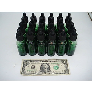 Case of 24 Commercial Grade 1oz Faded Green Glass Bottle Dropper 30ml With Cap