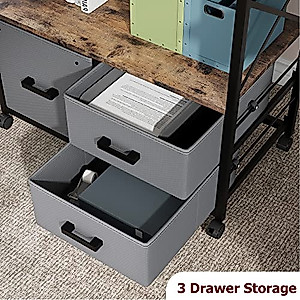 Alkmaar Lateral Rolling Filing Cabinet with 3 Drawer, Rustic Grey