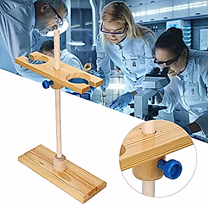 Funnel Stand, 2 Holes Wooden Separating Funnel Stand Holder Adjustable Height Funnel Rack for School Laboratory Experiment Fixing Accessories