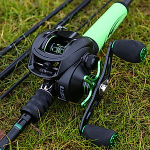 Sougayilang Ultralight Fishing Rod Reel Combos Portable Light Weight High Carbon 4 Pc Baitcaster Fishing Pole with Baitcasting Reel for Travel Freshwater Fishing-2.4M-Right Handed