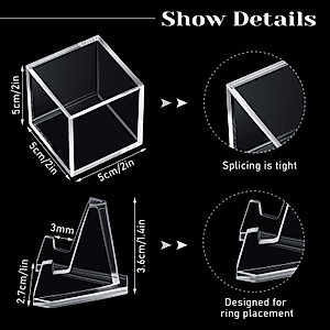 2 Sets Championship Ring Display Case Clear Acrylic Display Case Mini Acrylic Easel Stands Challenge Coin Holder Acrylic Stands for Display Box and Stand Holder UV Ring Holder (1.77x1.77x1.77 Inch)