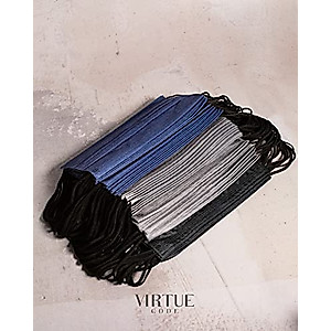 VIRTUE CODE Seamless Essentials Face Masks - Soft 3 Ply Comfort Face Masks, Colorful Disposable Face Mask 50 Pack. Twilight Colored Masks. Adults Mens and Womens Disposable Face Masks