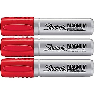 Sharpie Magnum Permanent Marker | Oversized Chisel Tip, Great for Poster Boards, Red, 1 Count 3 Pack