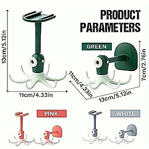 BAMBWARE [Closing Out Sale] Heavy Duty Under Cabinet Utensil Holder Hanger Hook, 360 Degrees Rotating Folding Hook Self Adhesive Hook Utensil Rack with 6 Hooks for Bathroom, Kitchen and Home