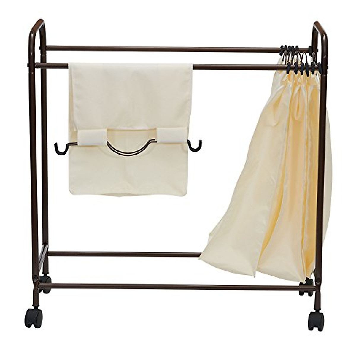 Household Essentials 7173 Rolling Quad Laundry Sorter with Removable Hamper Bags | Antique Bronze Frame