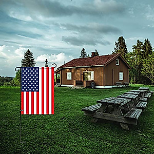 HOOSUN Garden Flag Stand Holder Pole Easy to Install Strong Sturdy wrought iron Fits 12.5" x 18" Mini Flag with 1 Tiger Clip Curved hook with S type (1)