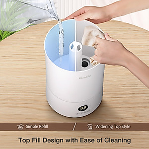 Grelife Humidifiers for Bedroom, 4L Top Fill Cool Mist Humidifier with Night Light, Quiet, Humidistat, Auto Shut-Off, Timer, Easy Clean, Ultrasonic Air Humidifier for Home, Baby Nursery & Plants