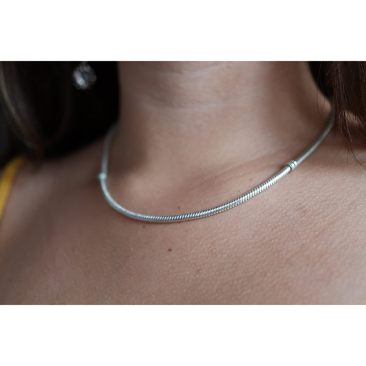 European 3mm Snake Chain Charm Bead Pendant Necklace Jewelry Fits Pandora & More