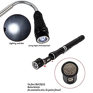 TTSLVS Gifts for Dad&Men Fathers Day,Magnetic Pickup Tool with LED, Telescoping Magnet Flashlight Pickup Stick Cool adget,Thanksgiving Day Christmas Stocking Stuffers Gift for Husband Boyfriend,Blue